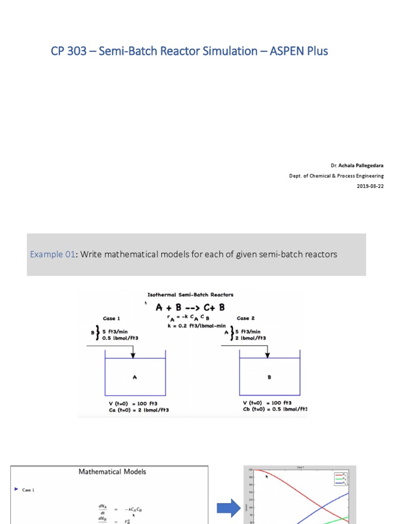 CP 303 - Semi-Batch Reactor Simulation - ASPEN Plus | PDF