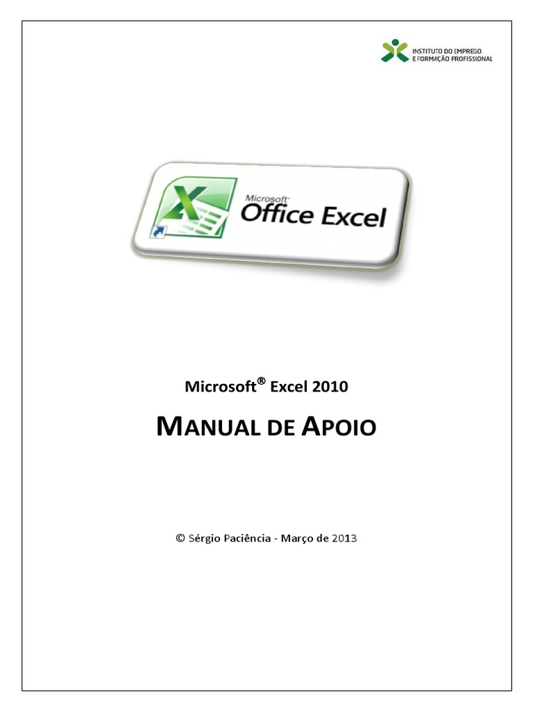 Excel 2010 Manual de Apoio PDF | PDF | Planilha | Microsoft Excel