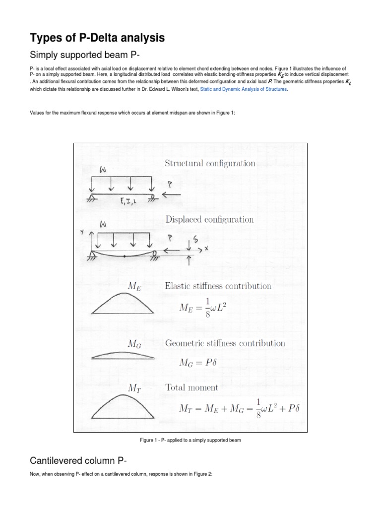 Types of P-Delta Analysis: Simply Supported Beam P | PDF