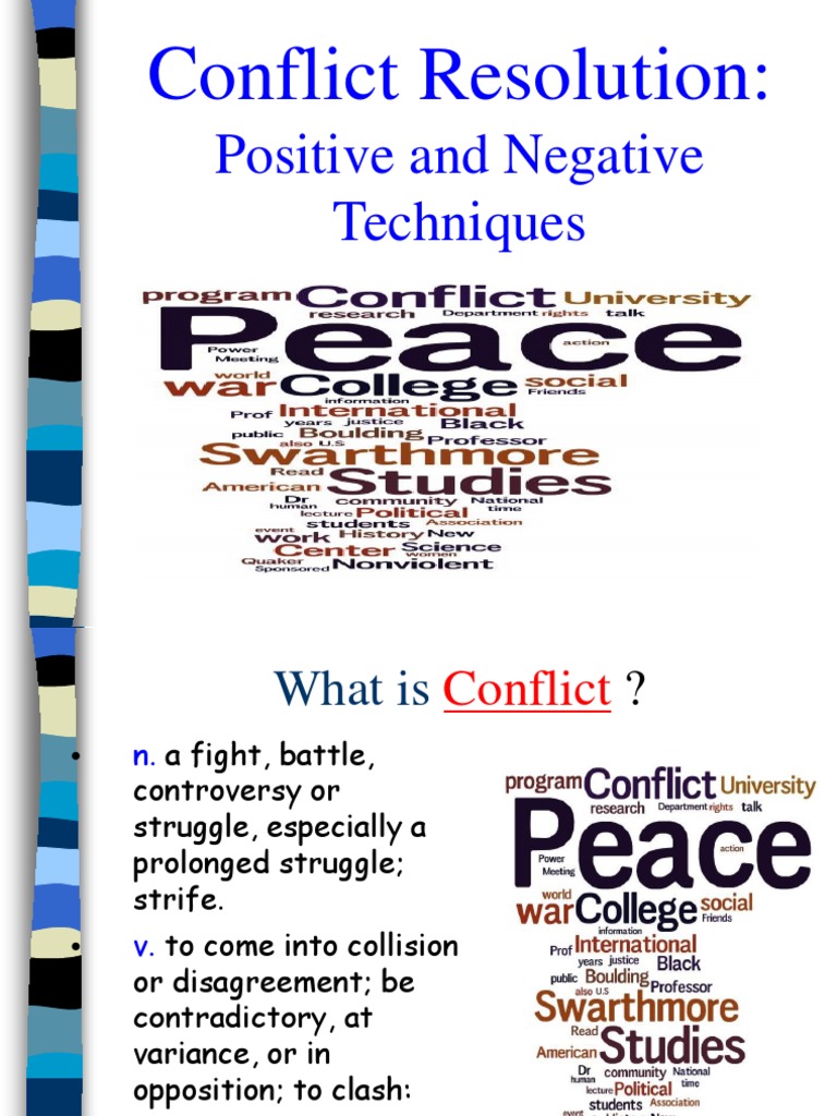 Conflict Resolution:: Positive and Negative Techniques | PDF | Conflict ...