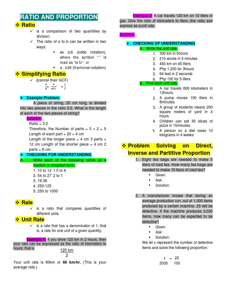 Ratio and Proportion | PDF | Ratio | Mathematical Objects