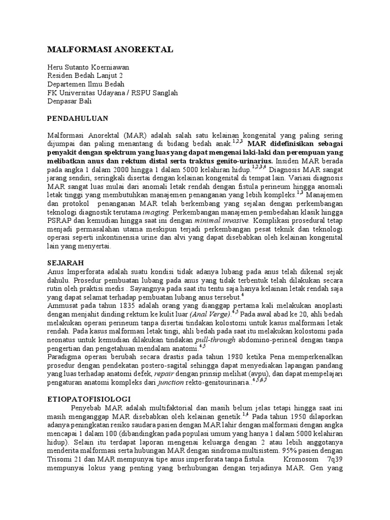 Malformasi Anorektal | PDF
