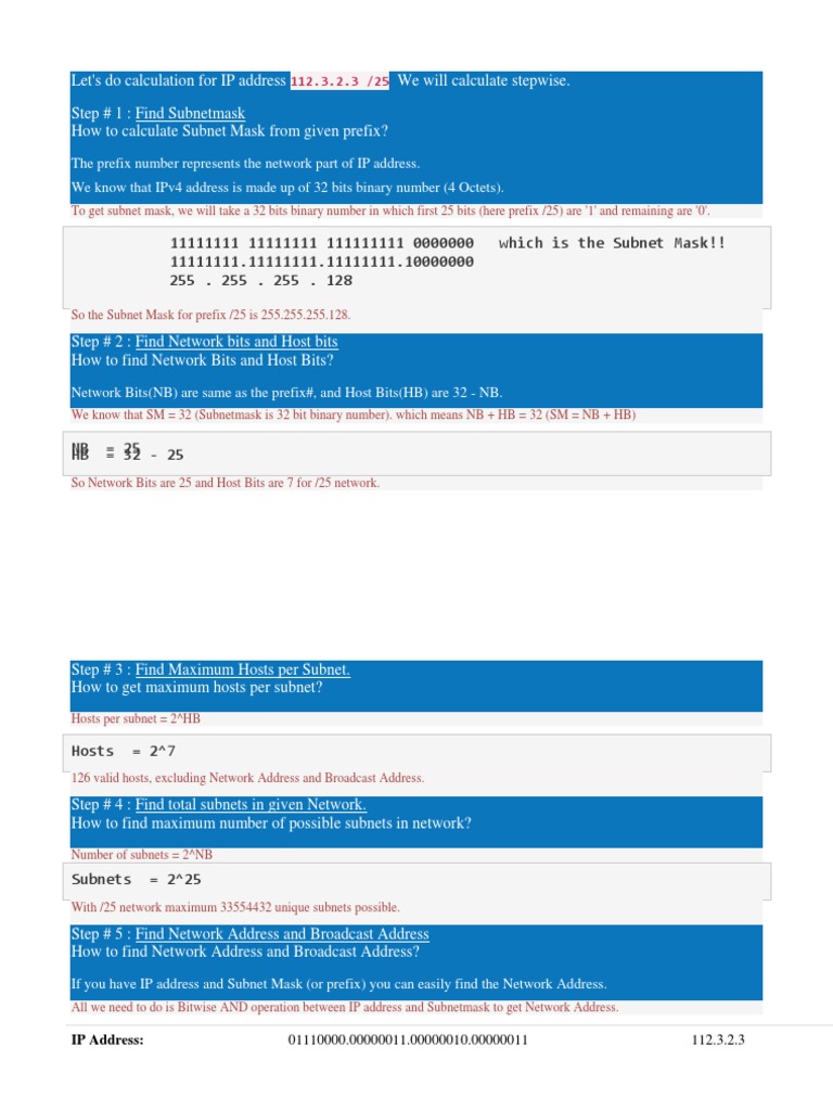 Calculating IP address 112.3.2.3 /25 | PDF | Ip Address | Internet ...