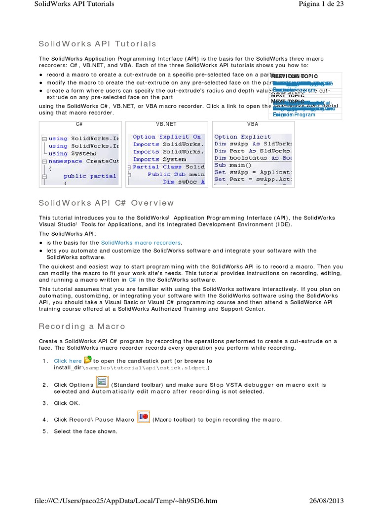 API Solidworks | Download Free PDF | Visual Basic For Applications ...
