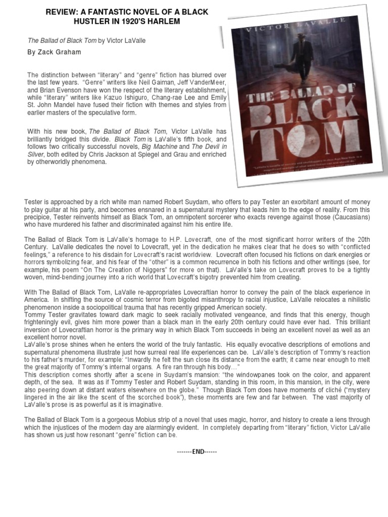 By Zack Graham: The Ballad of Black Tom by Victor Lavalle | PDF | H. P ...