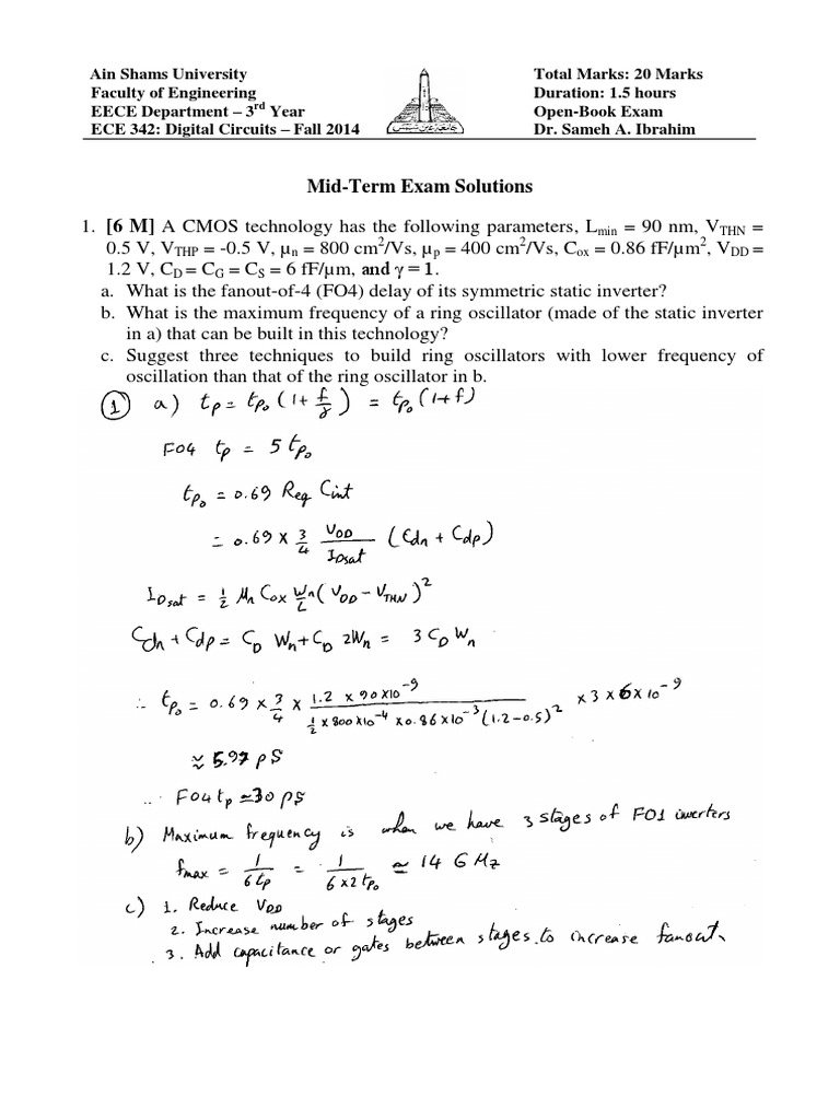 ECE 342 Mid-Term Exam Solutions | PDF