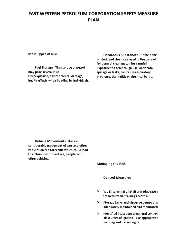 Safety Measure Plan | PDF | Hazards | Fires