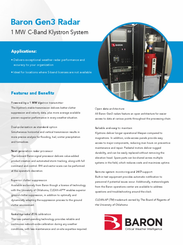 Baron Gen3 Radar: 1 MW C-Band Klystron System | PDF | Microwave ...