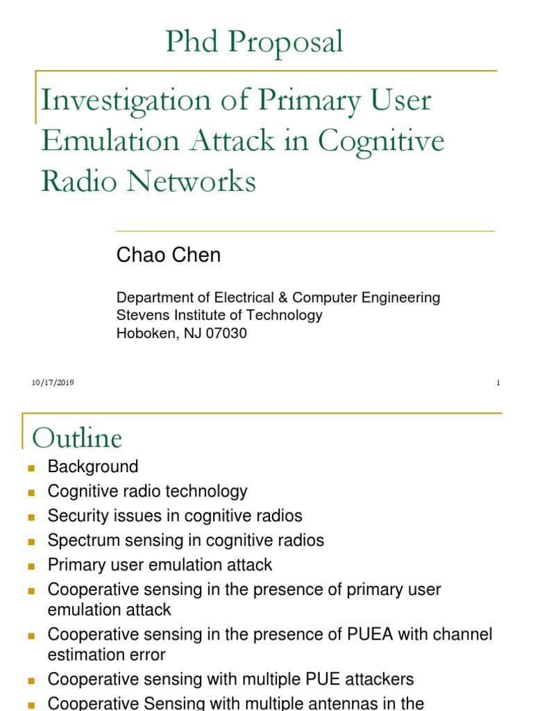 Investigation of Primary User Emulation Attack in Cognitive Radio Networks PHD Proposal | PDF ...