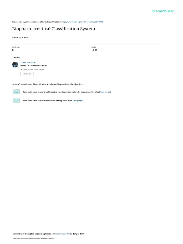 Bio Pharmaceutical Classification System | PDF | Bioavailability ...