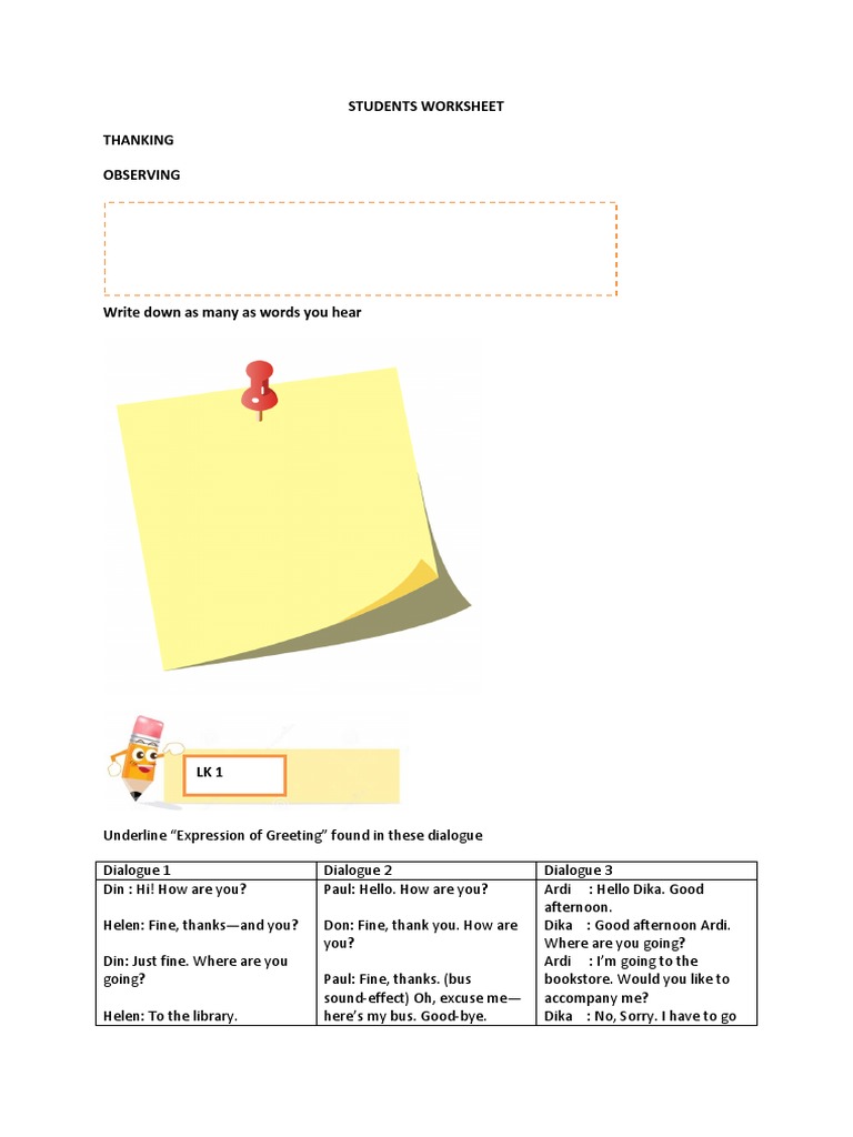 Leave Taking Worksheet | PDF