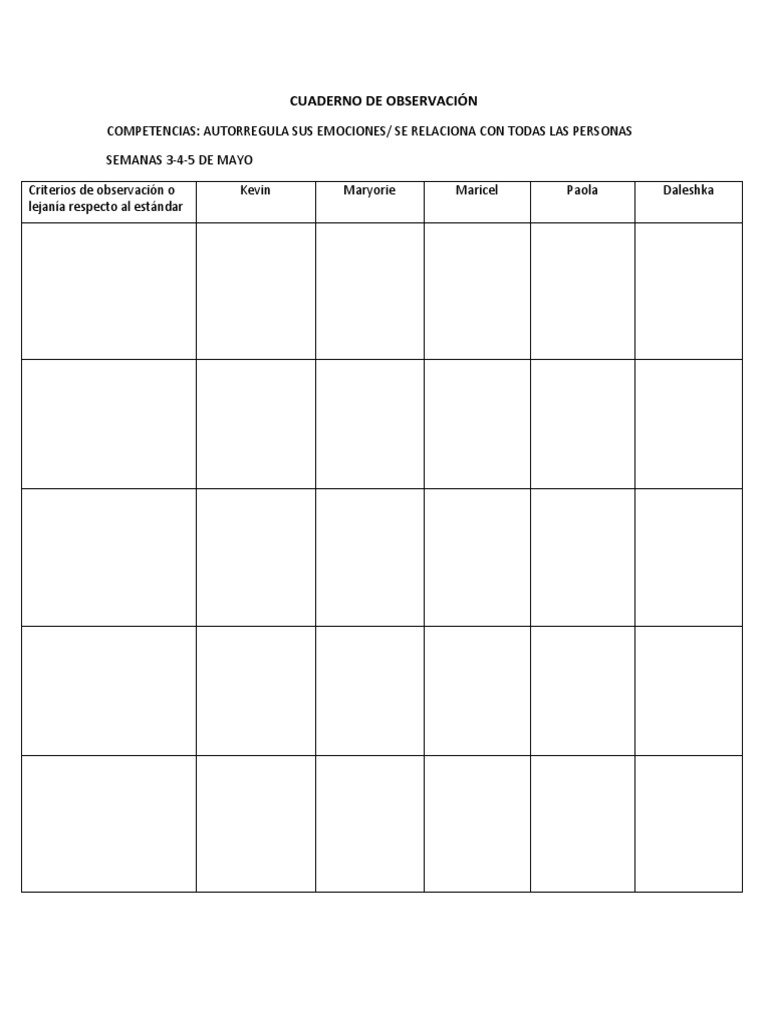 Observación Infantil Cuaderno De Campo Pdf