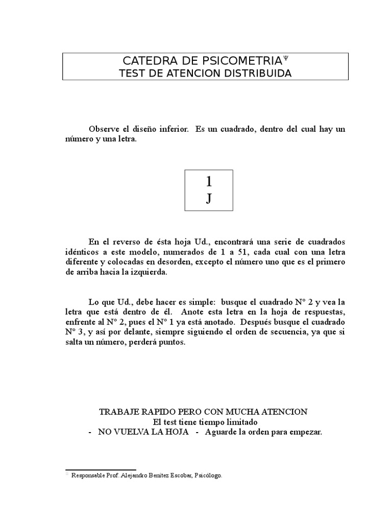 Test de Atención Distribuida | PDF | Deportes | Ocio