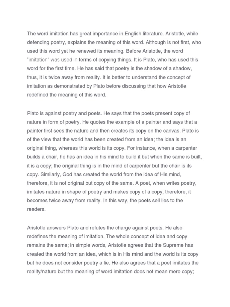 Aristotle Theory of Imitation | PDF | Aristotle | Idea