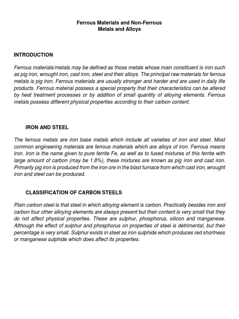 Ferrous vs Non-Ferrous Metals Guide | PDF | Cast Iron | Steel
