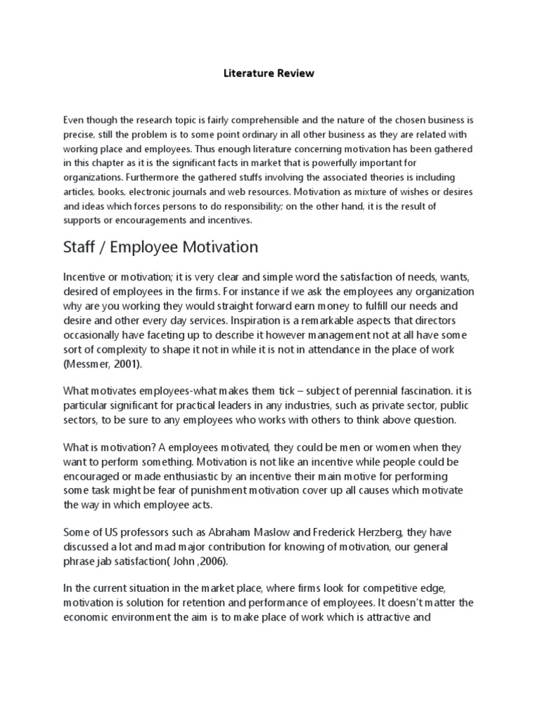 Literature Review Motivation | PDF | Motivation | Motivational