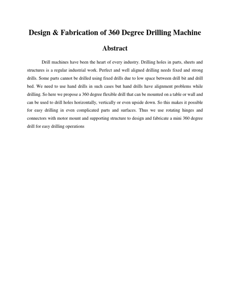 Design & Fabrication of 360 Degree Drilling Machine | PDF