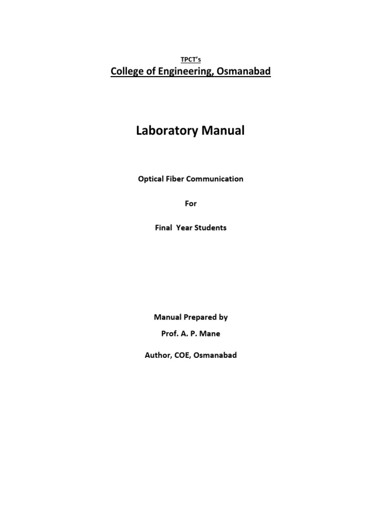 Be Ofc Lab Mannual 17-18 | PDF | Optical Fiber | Amplifier