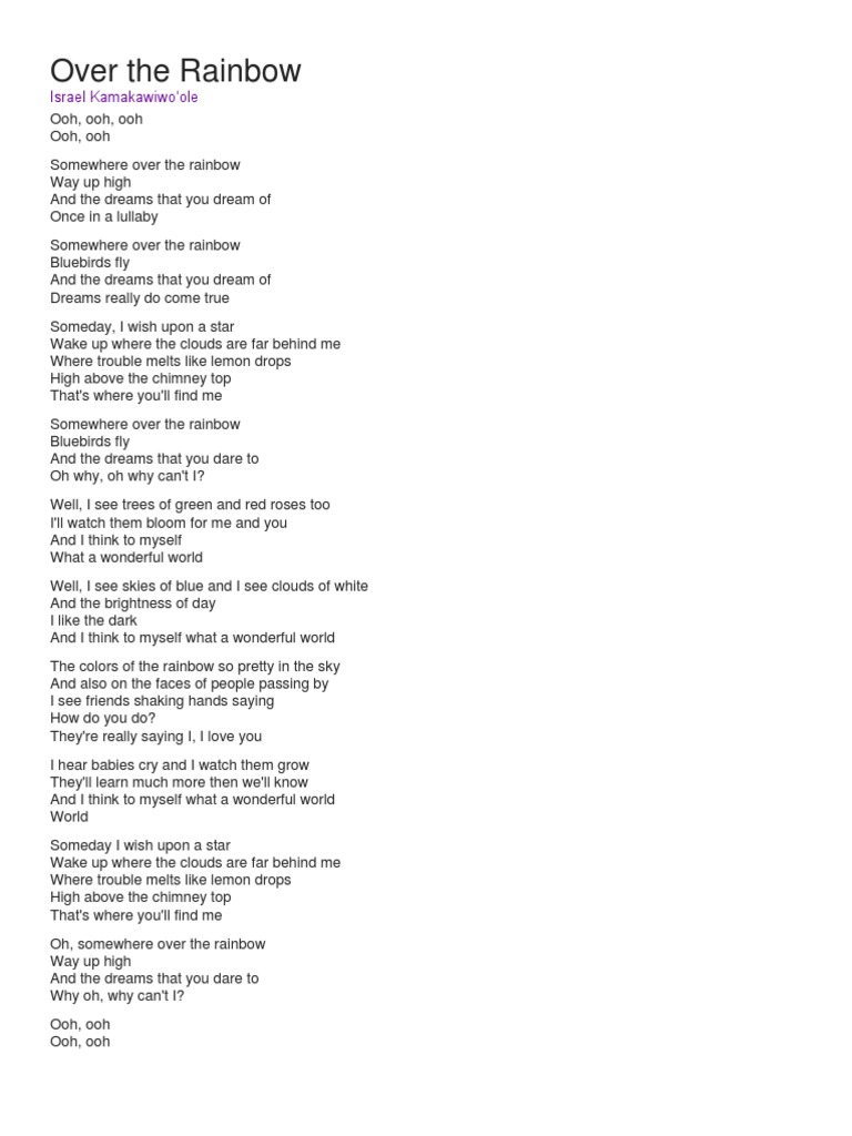 Over The Rainbow: Israel Kamakawiwo Ole | PDF
