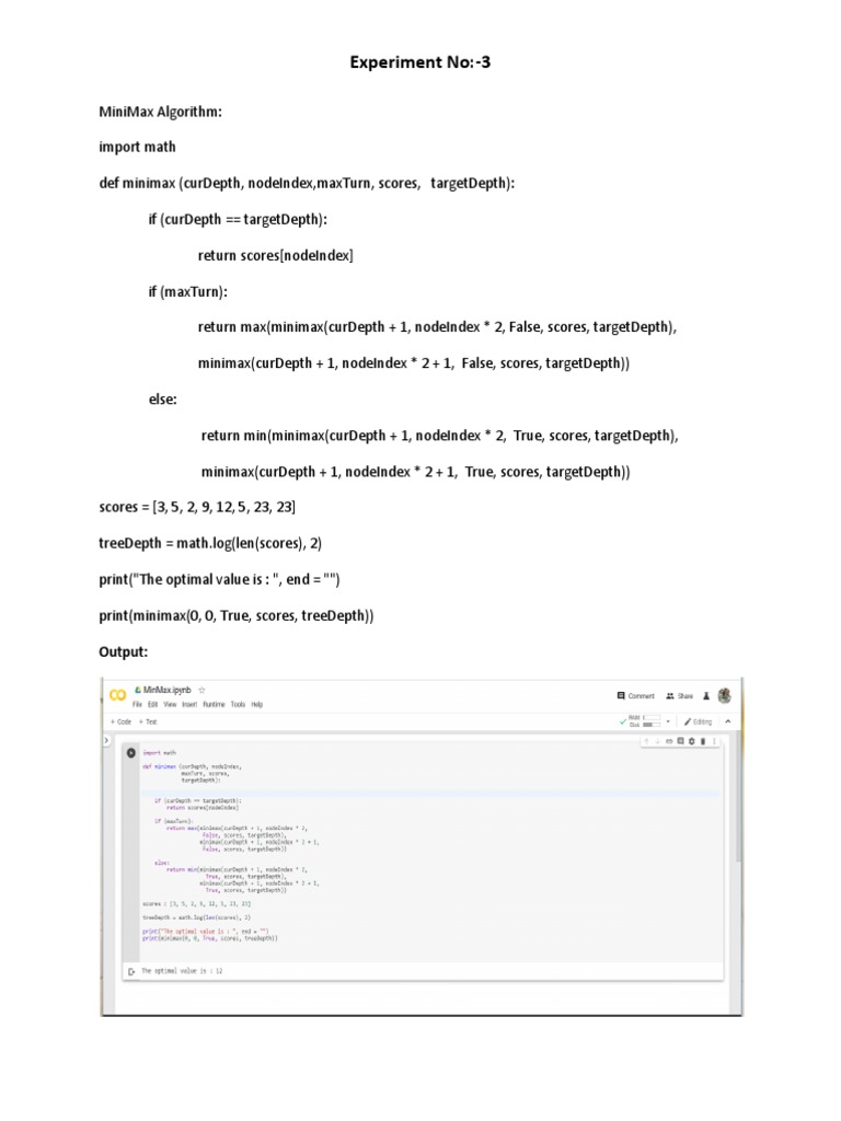 MiniMax Algorithm | PDF