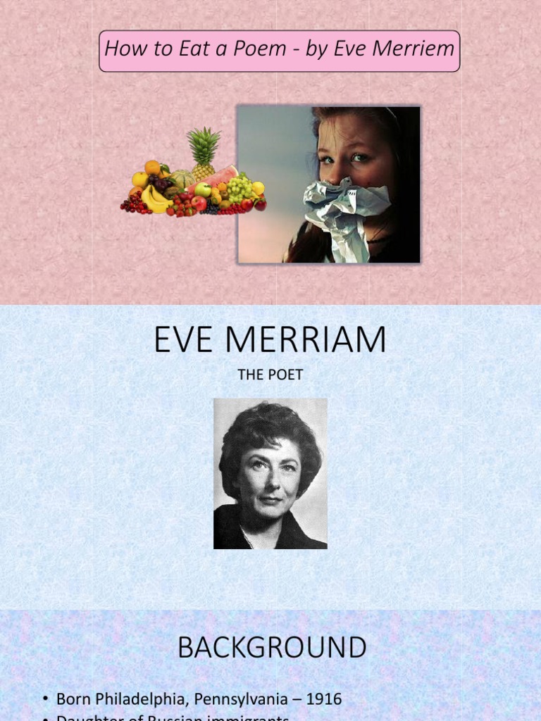 How To Eat A Poem - by Eve Merriam | PDF | Metre (Poetry) | Poetry