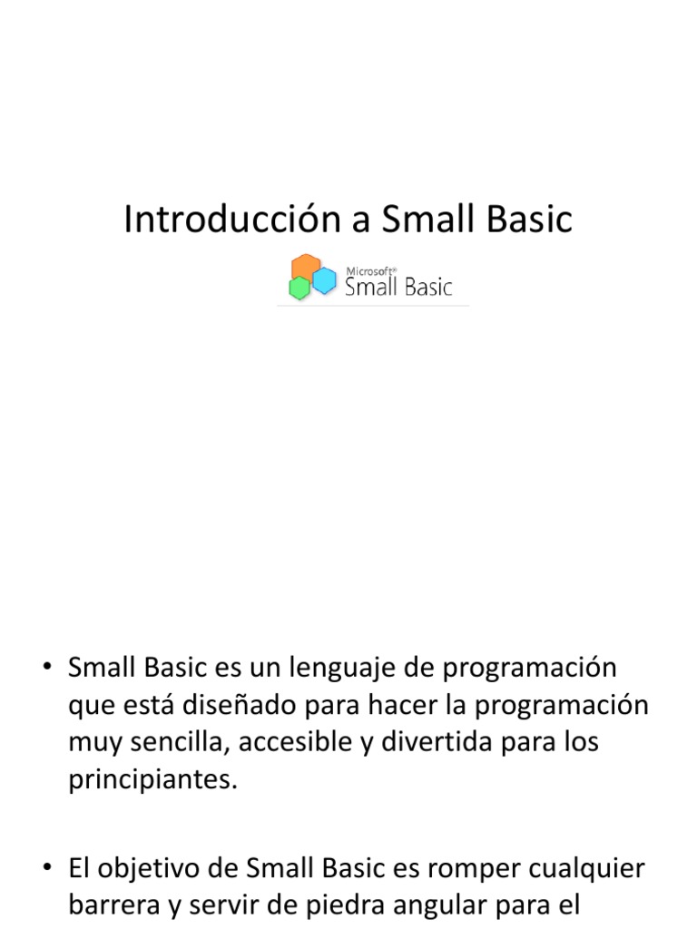 Introducción a Small Basic.pptx | PDF | Básico | Interfaz de línea de ...