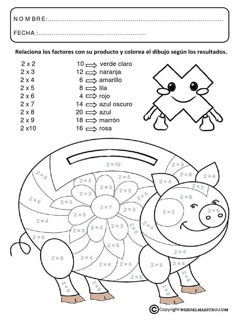 Ejercicios Tablas de Multiplicar Del #2 | PDF