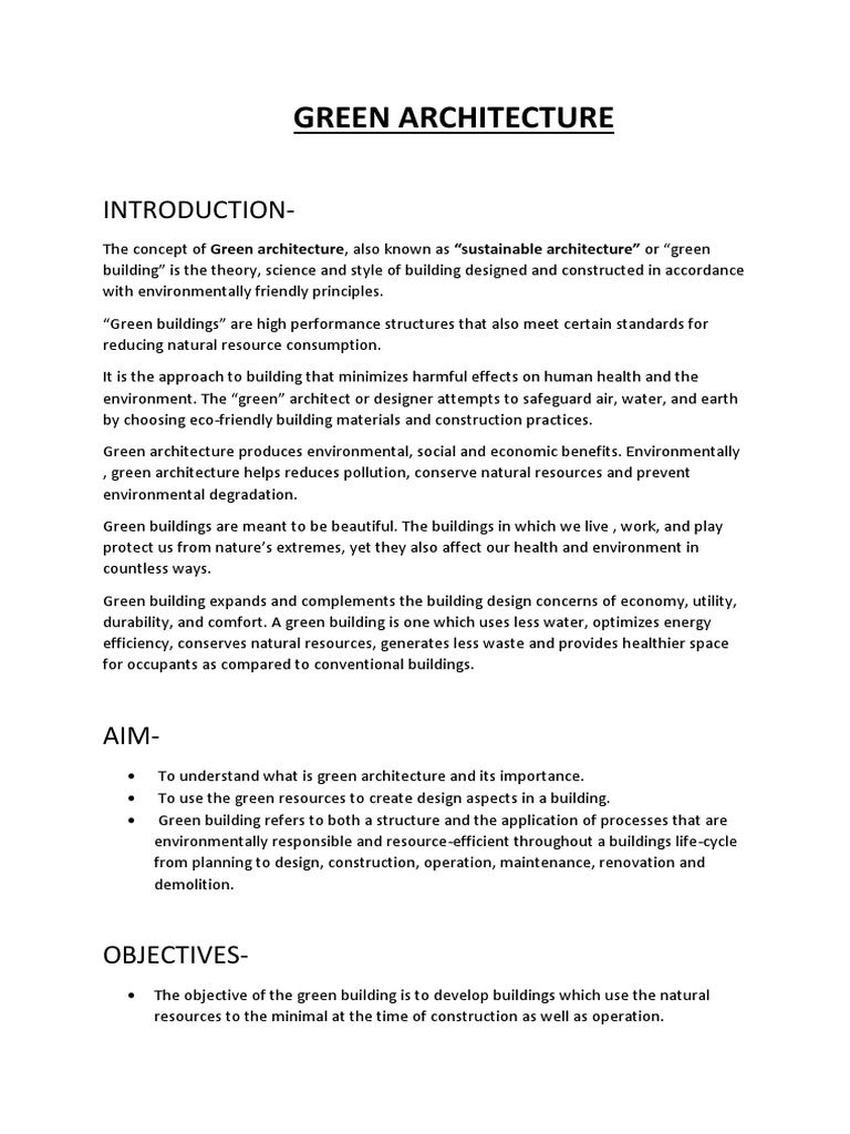 Green Architecture | PDF | Green Building | Sustainable Architecture
