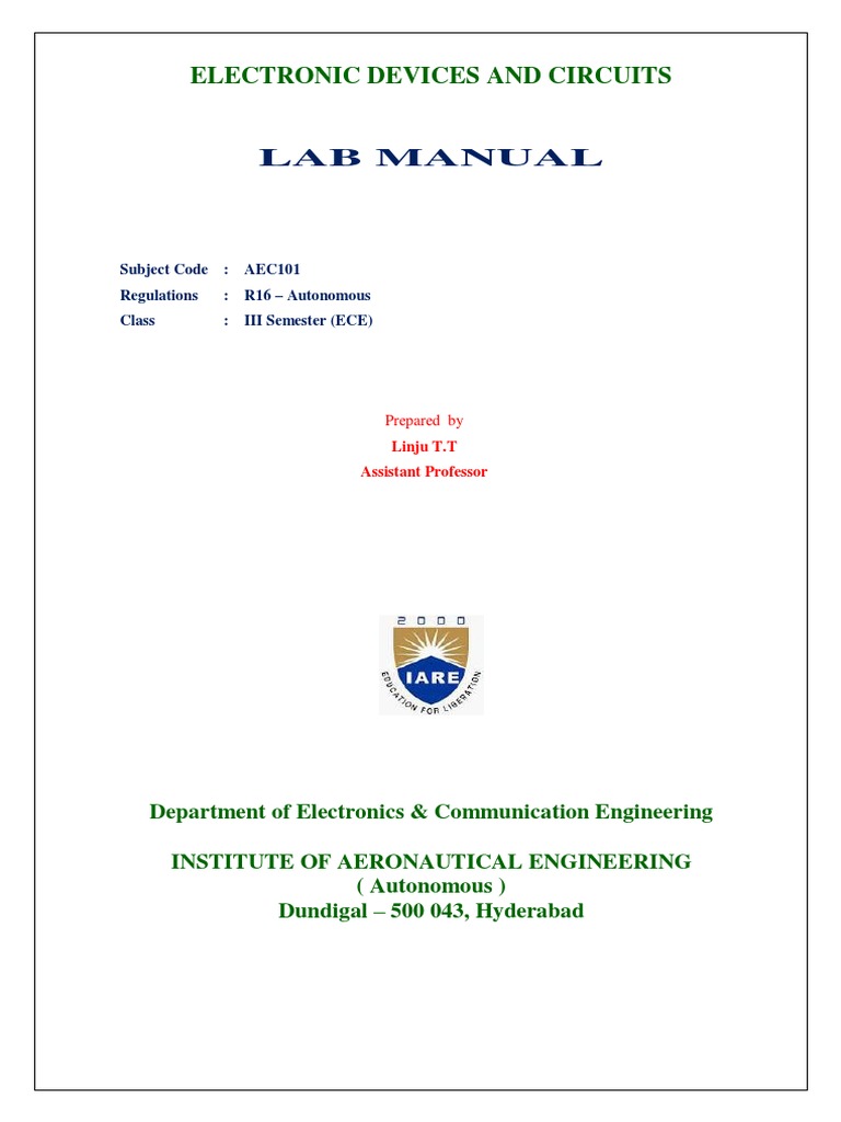 Edc Lab Manual - Checked-Upload PDF | PDF | Field Effect Transistor | Bipolar Junction Transistor