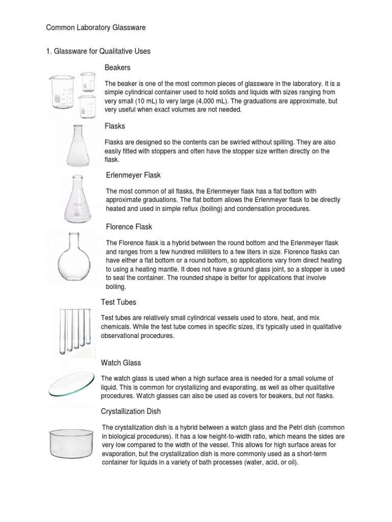 Common Laboratory Glassware | PDF | Laboratory Equipment | Filtration