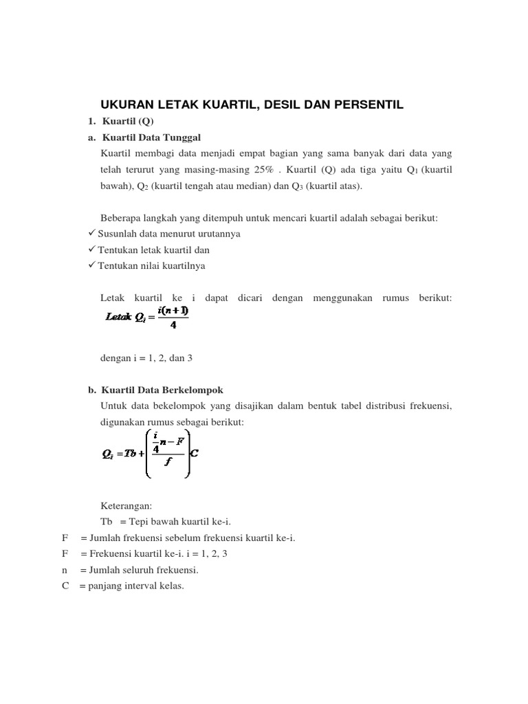 Ukuran Letak Kuartil | PDF