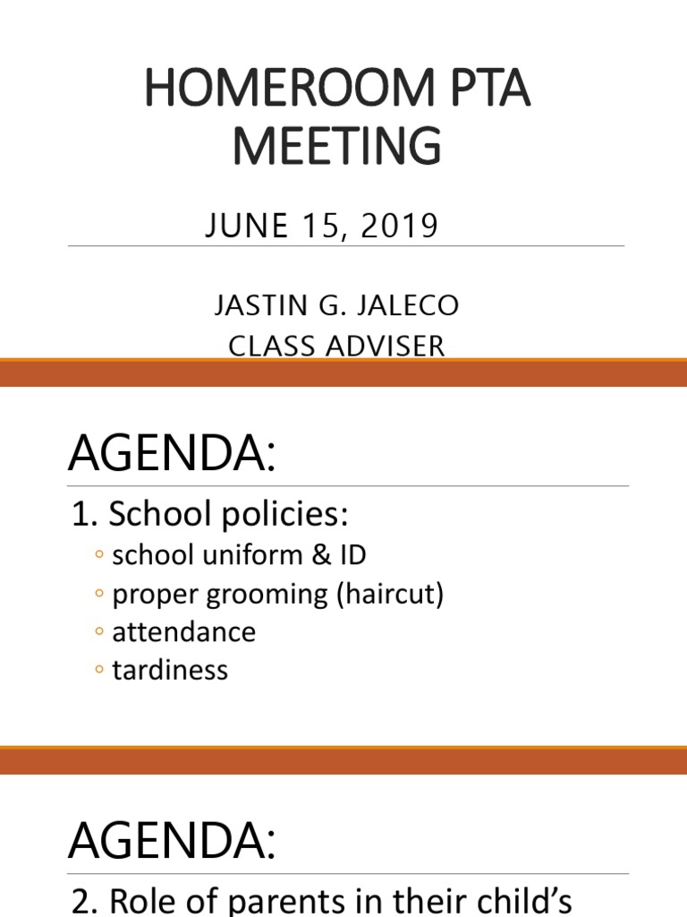 Homeroom Pta Meeting | PDF