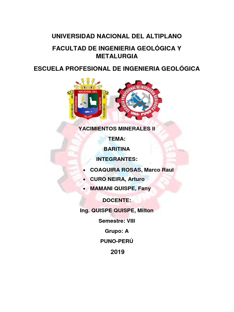 Importancia de la Baritina en Puno | PDF | Minerales | Solubilidad