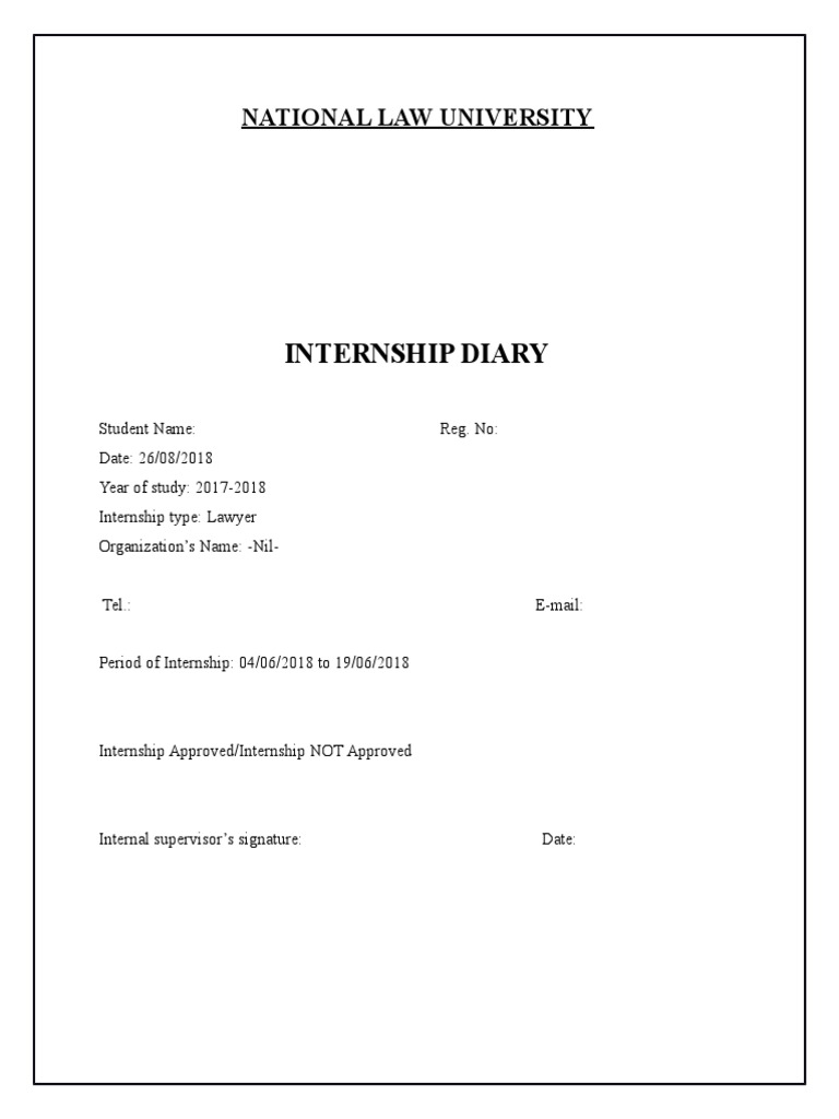 Internship Diary: National Law University | PDF