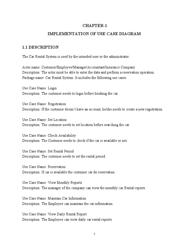 Chapter-1 Implementation of Use Case Diagram 1.1 Description | PDF | Use Case | Component Based ...