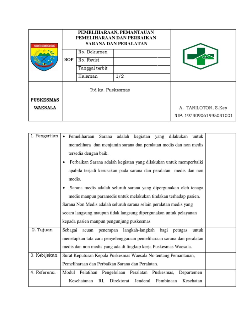 Sop Puskesmas | PDF