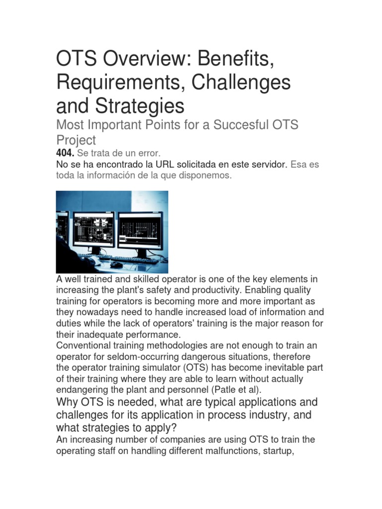 OTS Overview: Benefits, Requirements, Challenges and Strategies | PDF ...