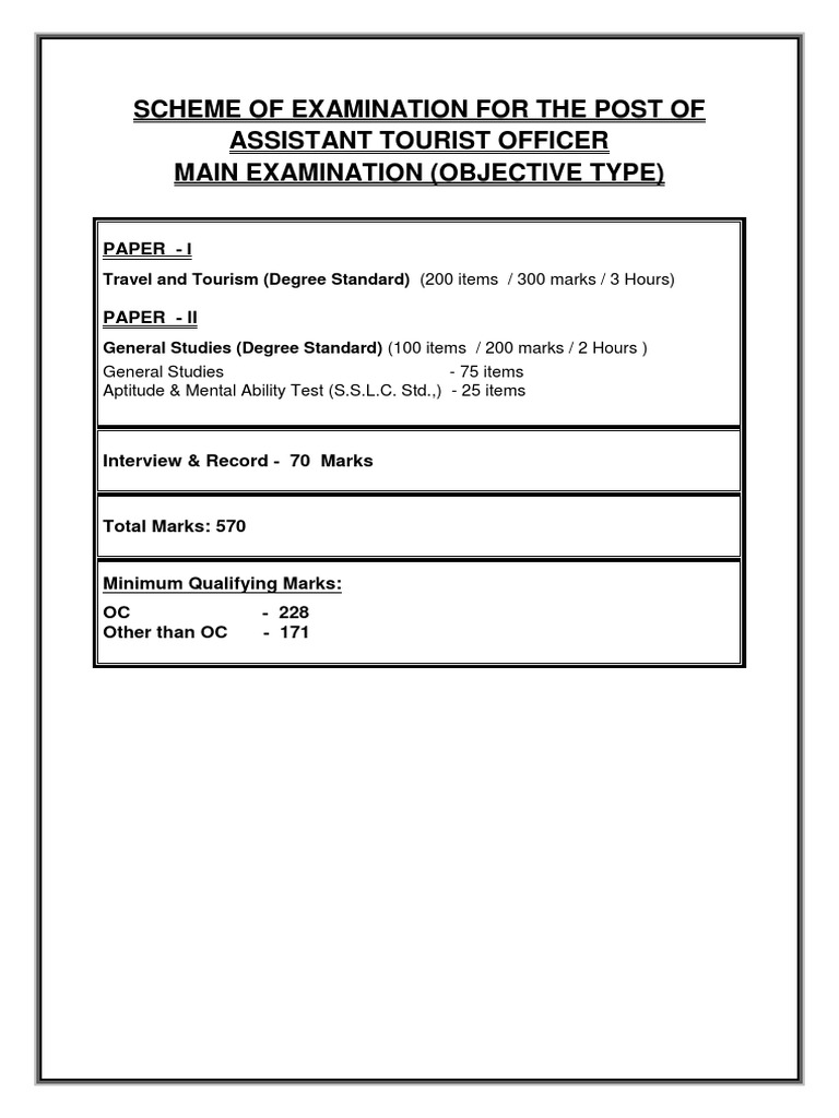 Assistant Tourist Officer Exam Syllabus | PDF | Tourism | Economy Of India