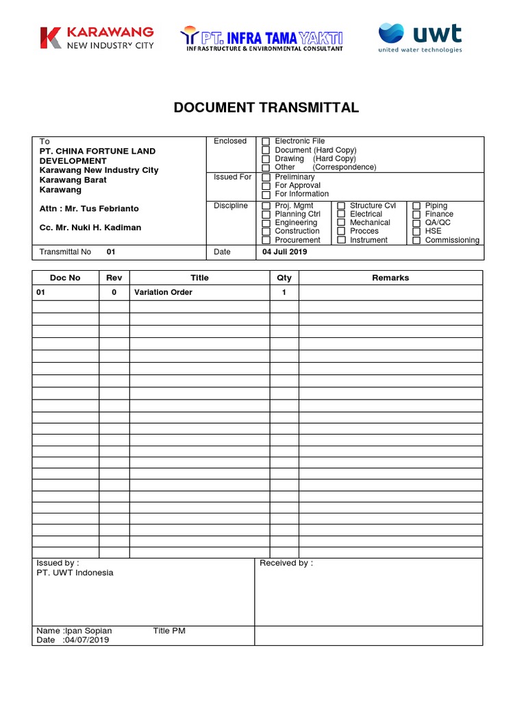 Format Document Transmital | PDF | Engineering