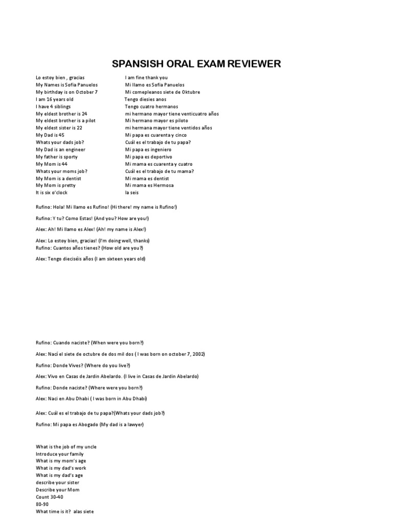 Spanish Reviewer | PDF