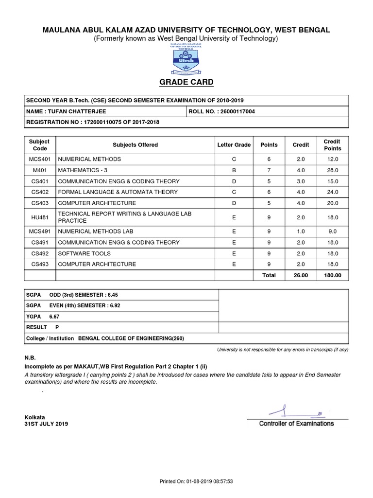 Marksheet PDF | PDF | Areas Of Computer Science | Engineering