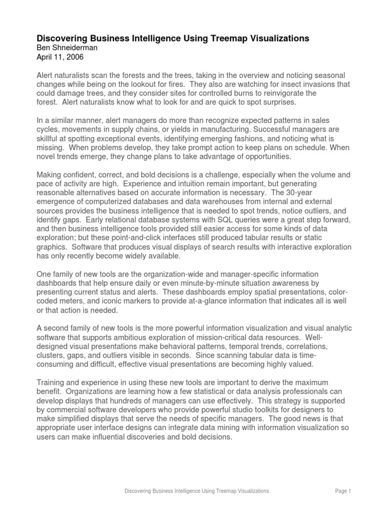 Discovering Business Intelligence Using Treemap Visualizations | PDF ...