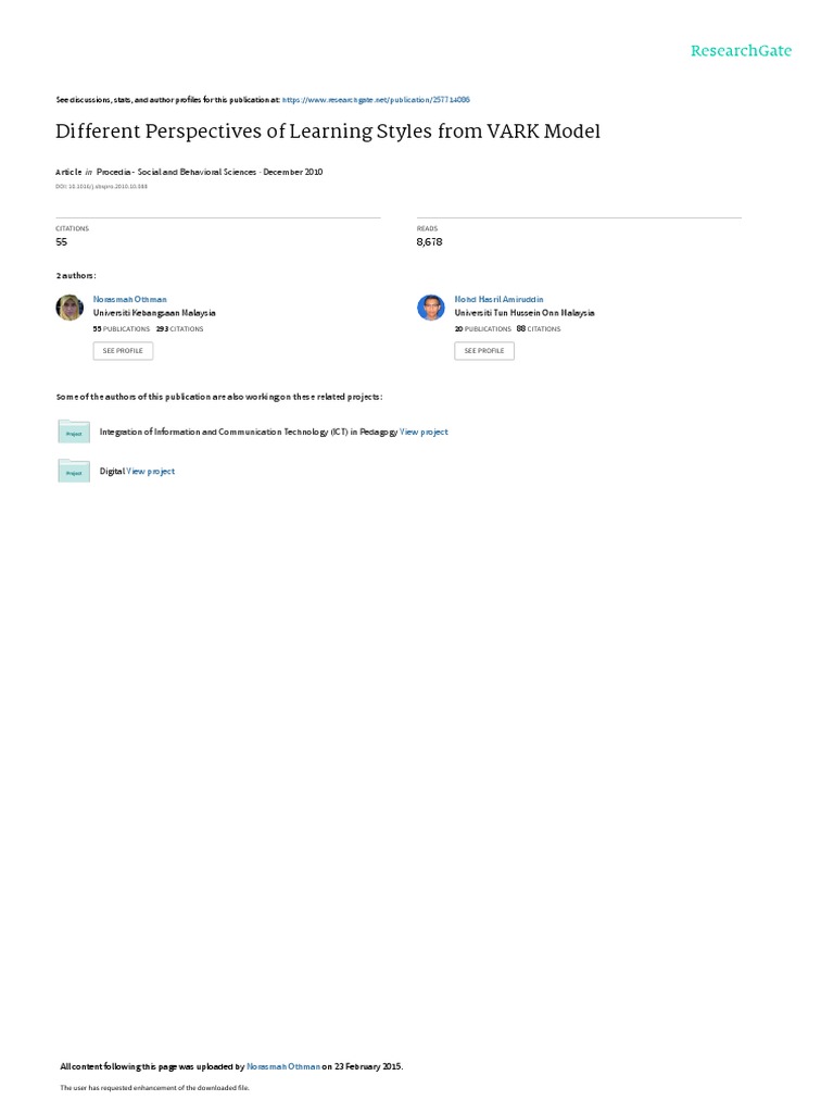 Different Perspectives of Learning Styles From VAR PDF | PDF | Learning ...