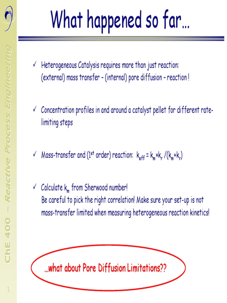 What Happened So Far : What About Pore Diffusion Limitations?? | PDF ...