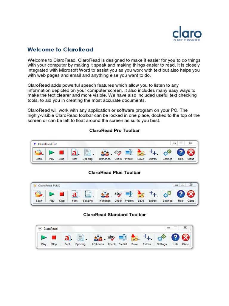 ClaroRead 6.1 en GB | PDF | Image Scanner | Microsoft Word