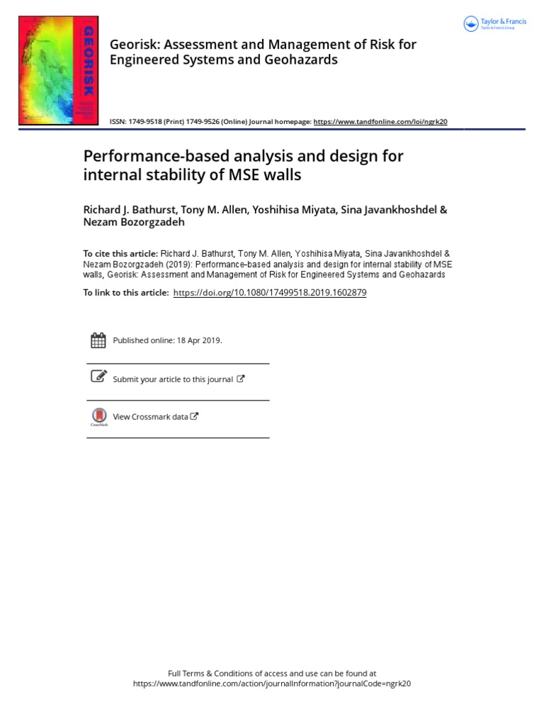 Performance-Based Analysis and Design For Internal Stability of MSE ...