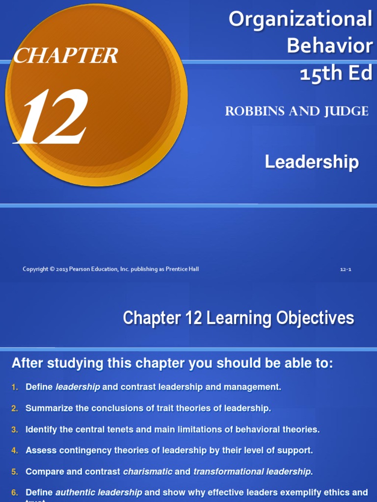 Organizational Behavior 15th Ed: Leadership | PDF | Transformational ...