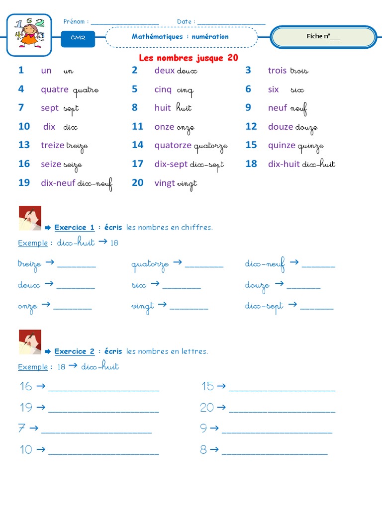 Les Nombres Jusque 20 | PDF