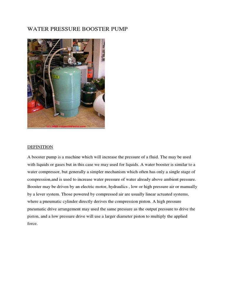 Water Pressure Booster Pump | PDF | Gases | Gas Technologies