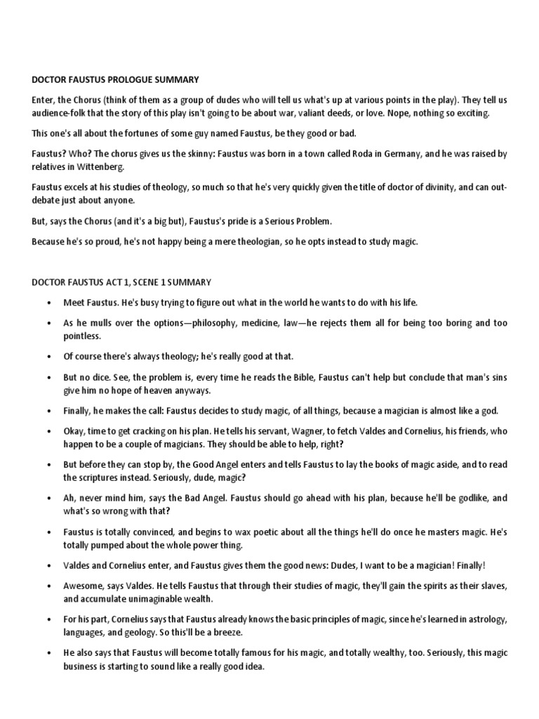 Doctor Faustus All Acts Summaries. | PDF | Satan | Seven Deadly Sins